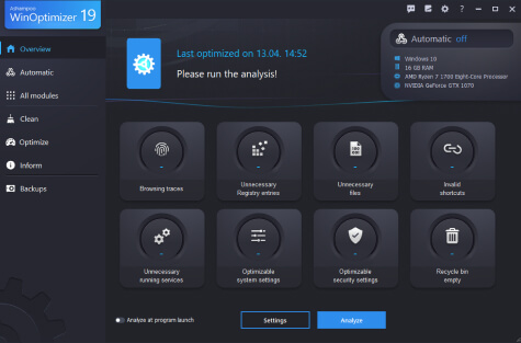 Ashampoo WinOptimizer - Clean, optimize, and protect your PC