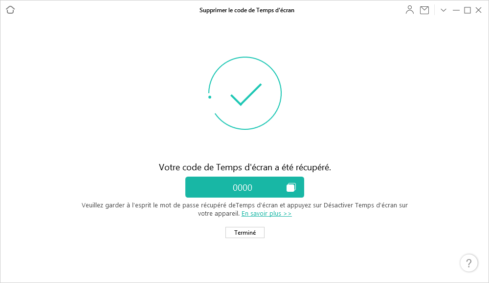 Guide en ligne d’AnyUnlock - Supprimer le code de Temps d'écran